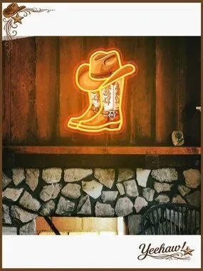 Wall Decor | Cowboy Boot Hat Neon Sign Wall Decor Dimmable Led Light ...